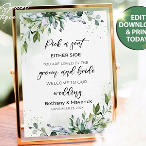 Choose a Seat Not a Side Sign Template, Pick a Seat Not a Side. Instant ...