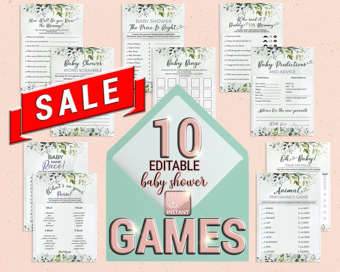 Baby Shower Games Bundle, Baby Shower Games Package, Baby Shower Games ...