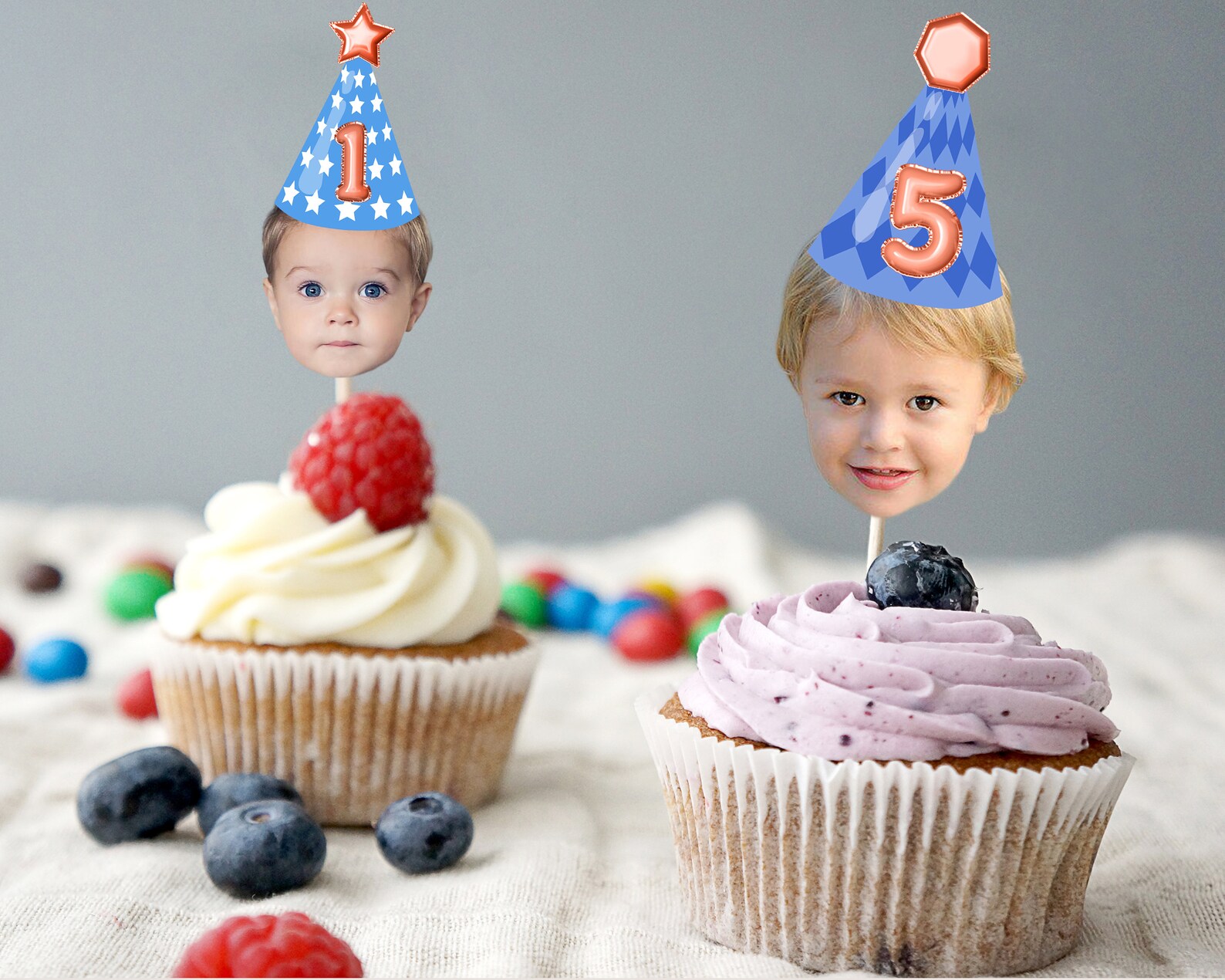Cupcake Toppers Baby Face Cupcake Photo ANY AGE Birthday - Etsy