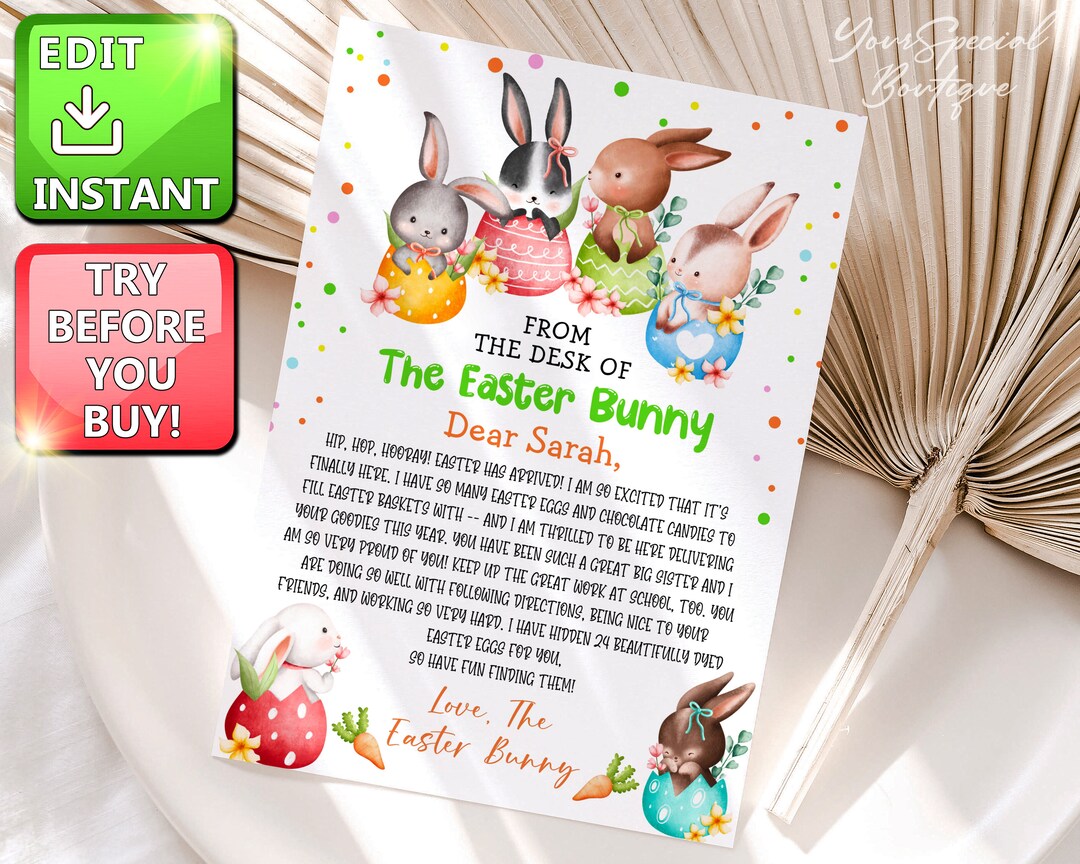 Easter Bunny Letter Template Letter From the Easter Bunny Template ...