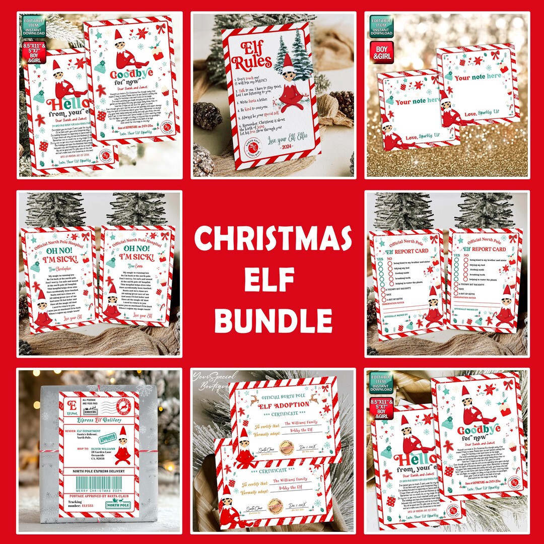 EDITABLE Elf Letter Bundle, Elf Activity Kit Bundle, Elf Arrival Letter ...