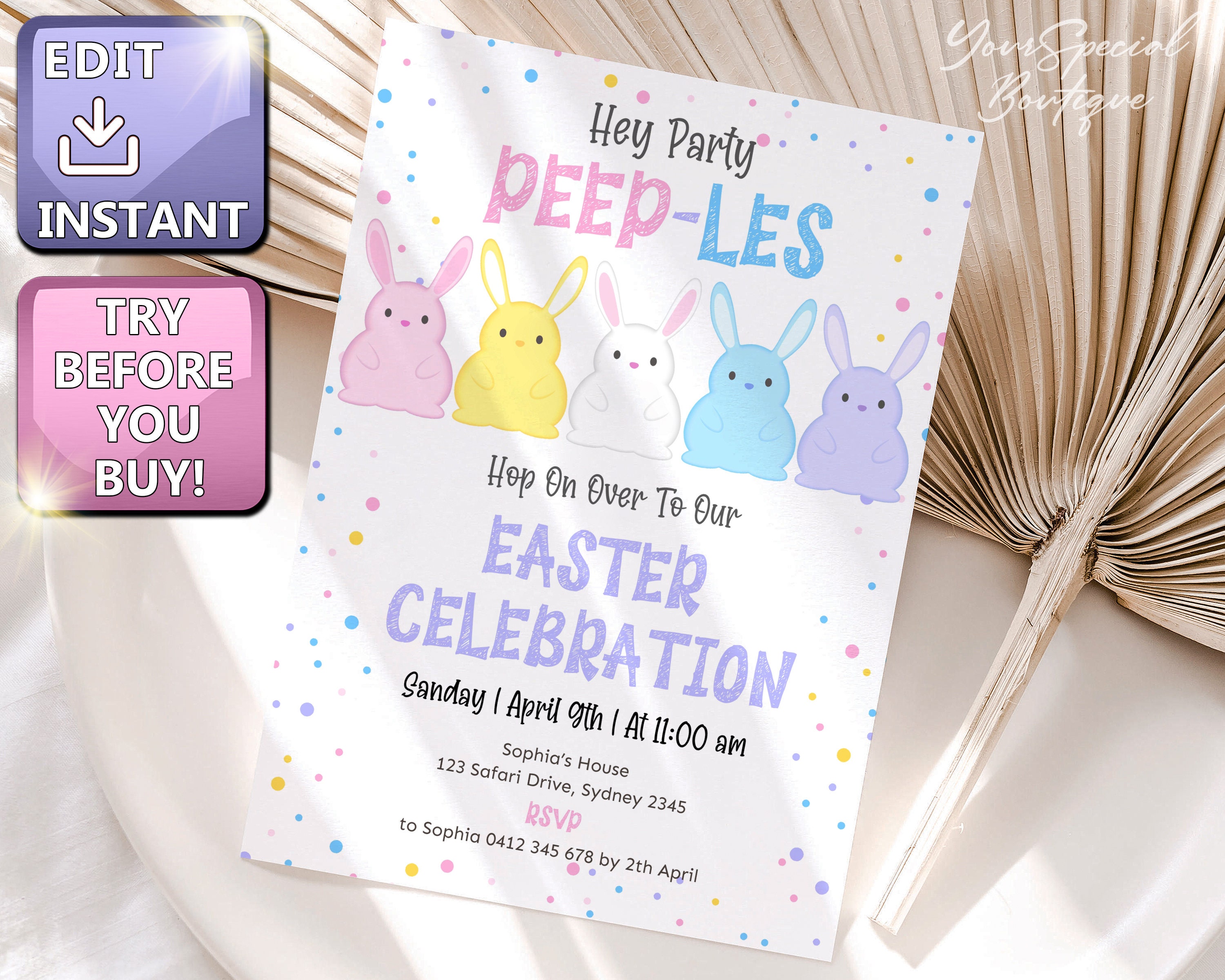 Party With My Peeps Editable Easter Egg Hunt Invitation - Etsy