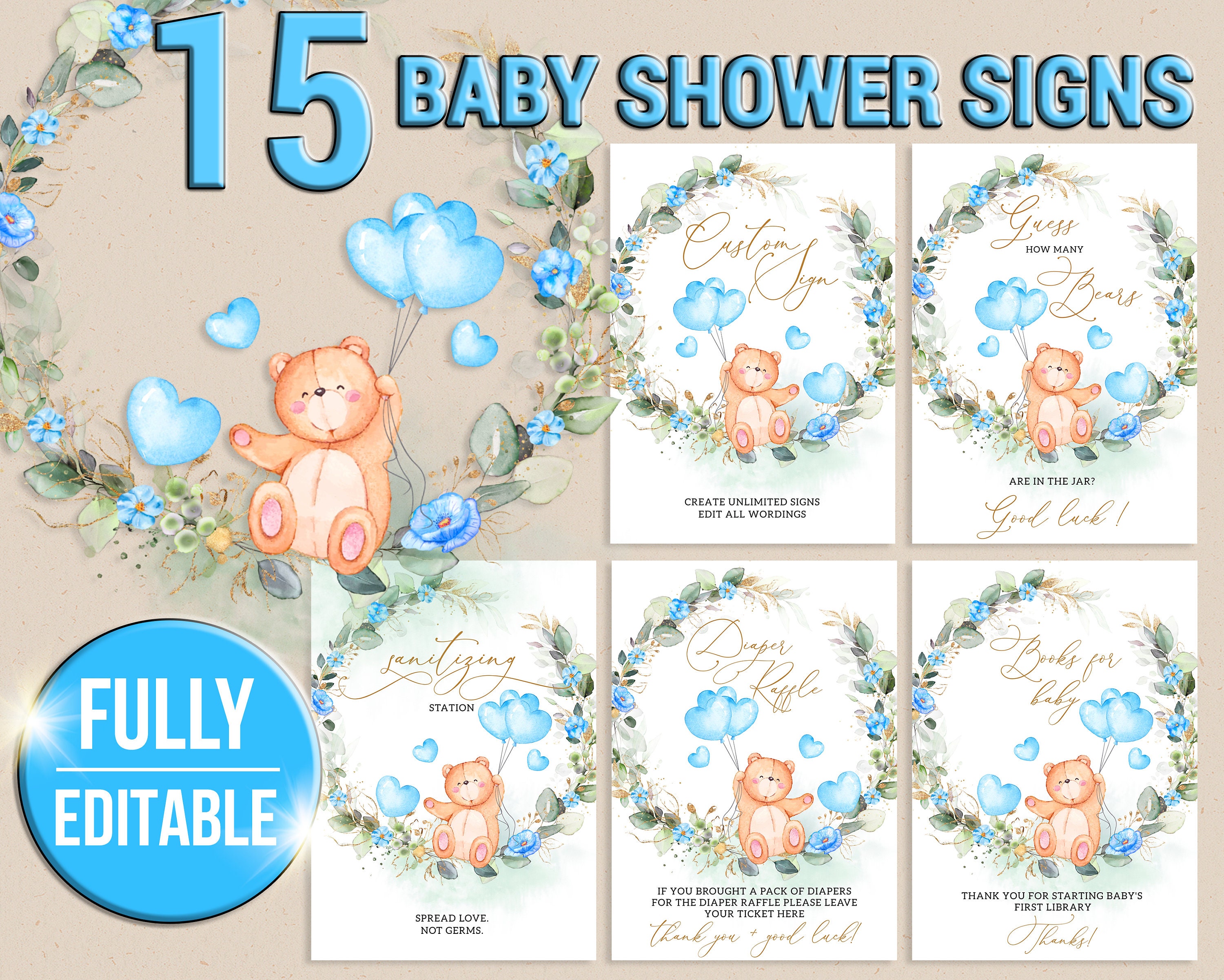 Baby Shower Sign Bundle Boy Printable Baby Shower Sign Boy | Etsy