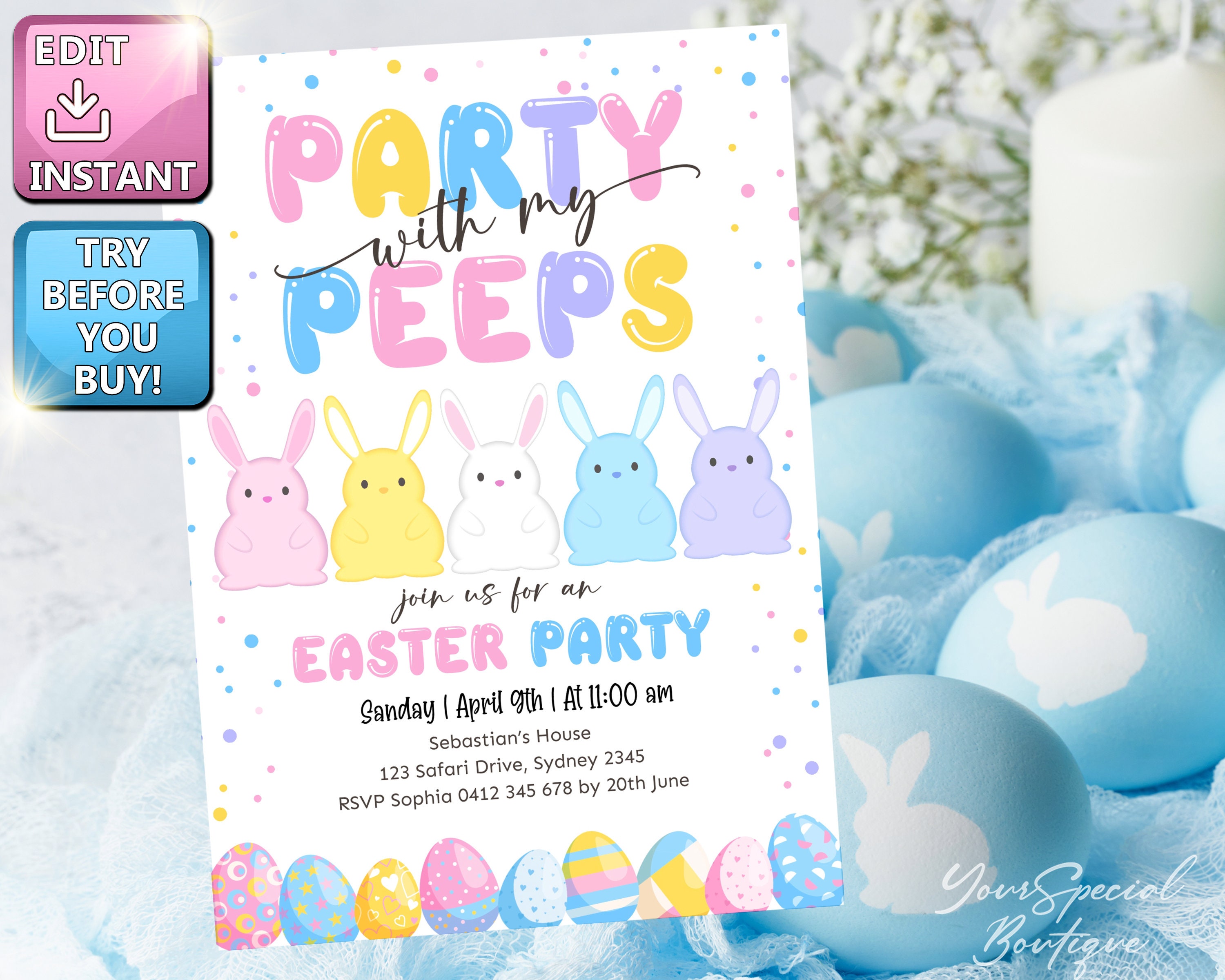 Editable Easter Party Invitation, Easter Invite Editable, Easter ...
