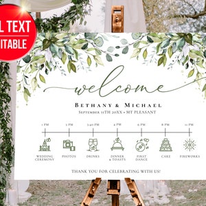 Wedding Welcome Sign, Wedding Timeline Poster, Welcome Sign Wedding ...