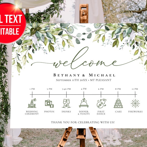 Wedding Timeline Digital Sign - Etsy