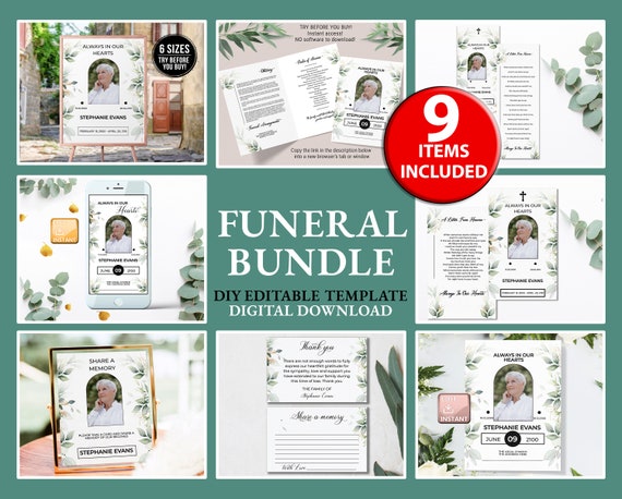 Funeral Bundle Memorial Bundle Printable Funeral Memory | Etsy