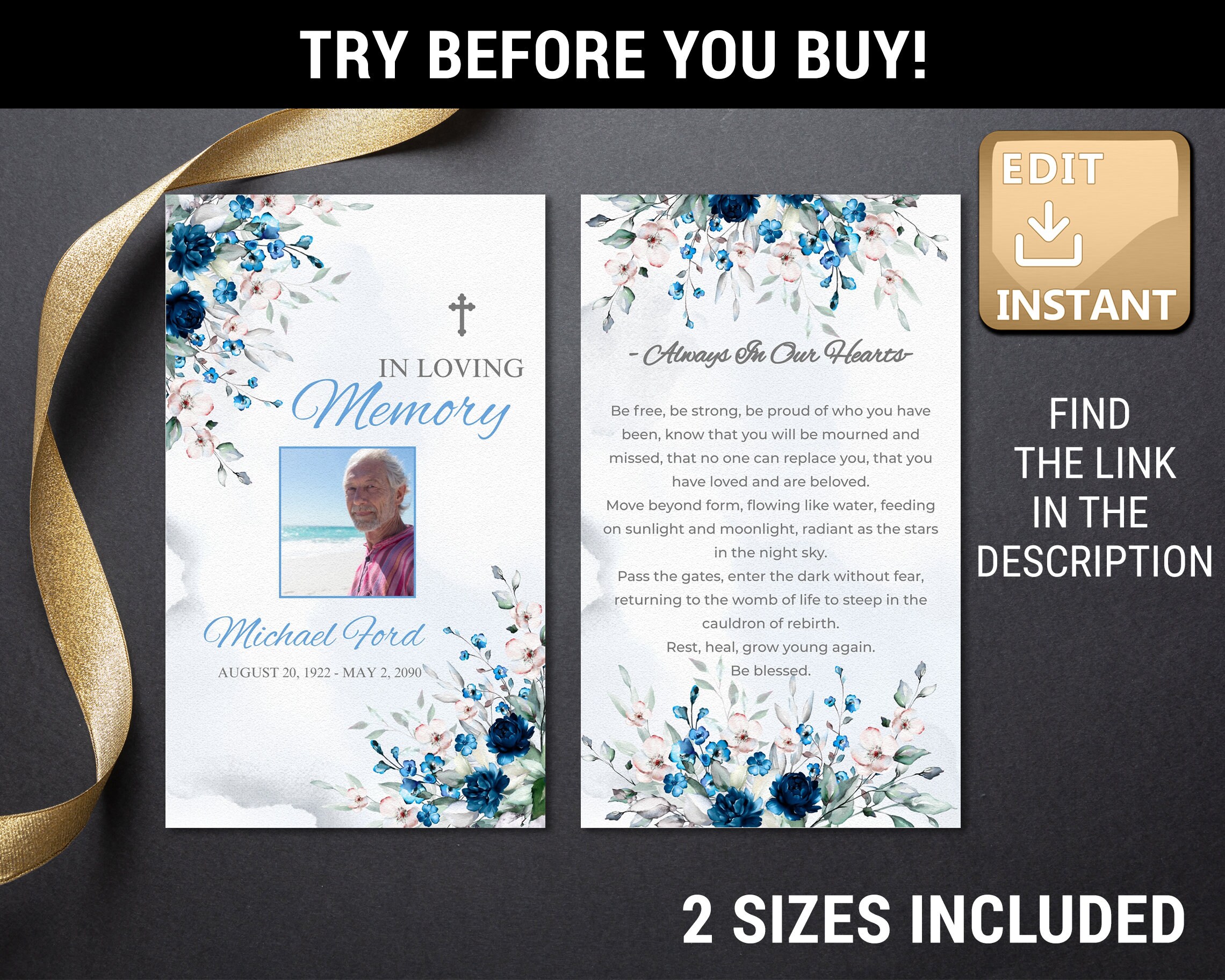 Funeral Prayer Card Template Man Funeral Prayer Cards - Etsy