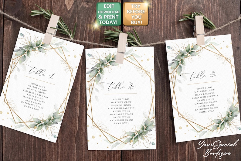 Geometric Seating Chart Cards Seating Chart Wedding - Etsy