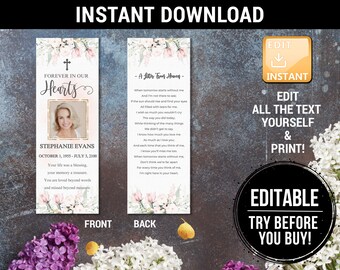 Funeral Bookmark Memorial Personalized Laminated Bookmarks - Etsy