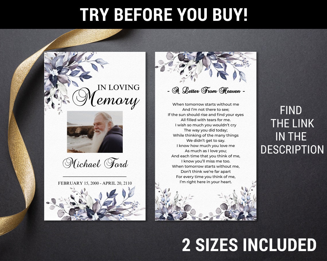 Memorial Prayer Card Man, Funeral Prayer Cards Men, Funeral Prayer Card ...