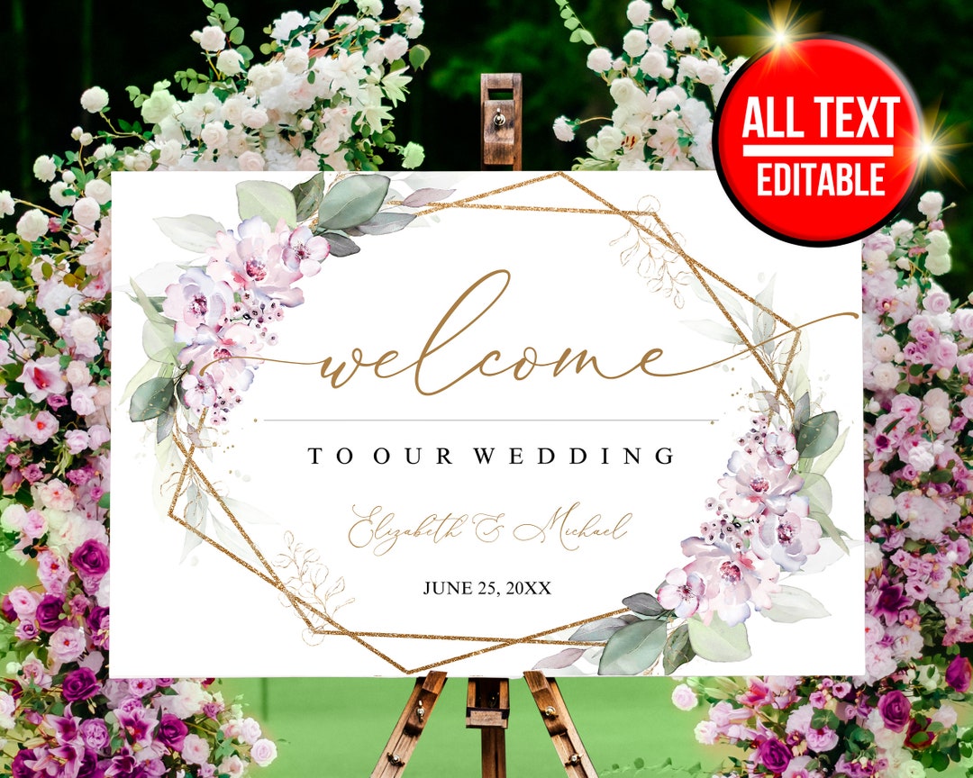 Wedding Welcome Sign Flowers, Wedding Welcome Sign Large, Wedding ...