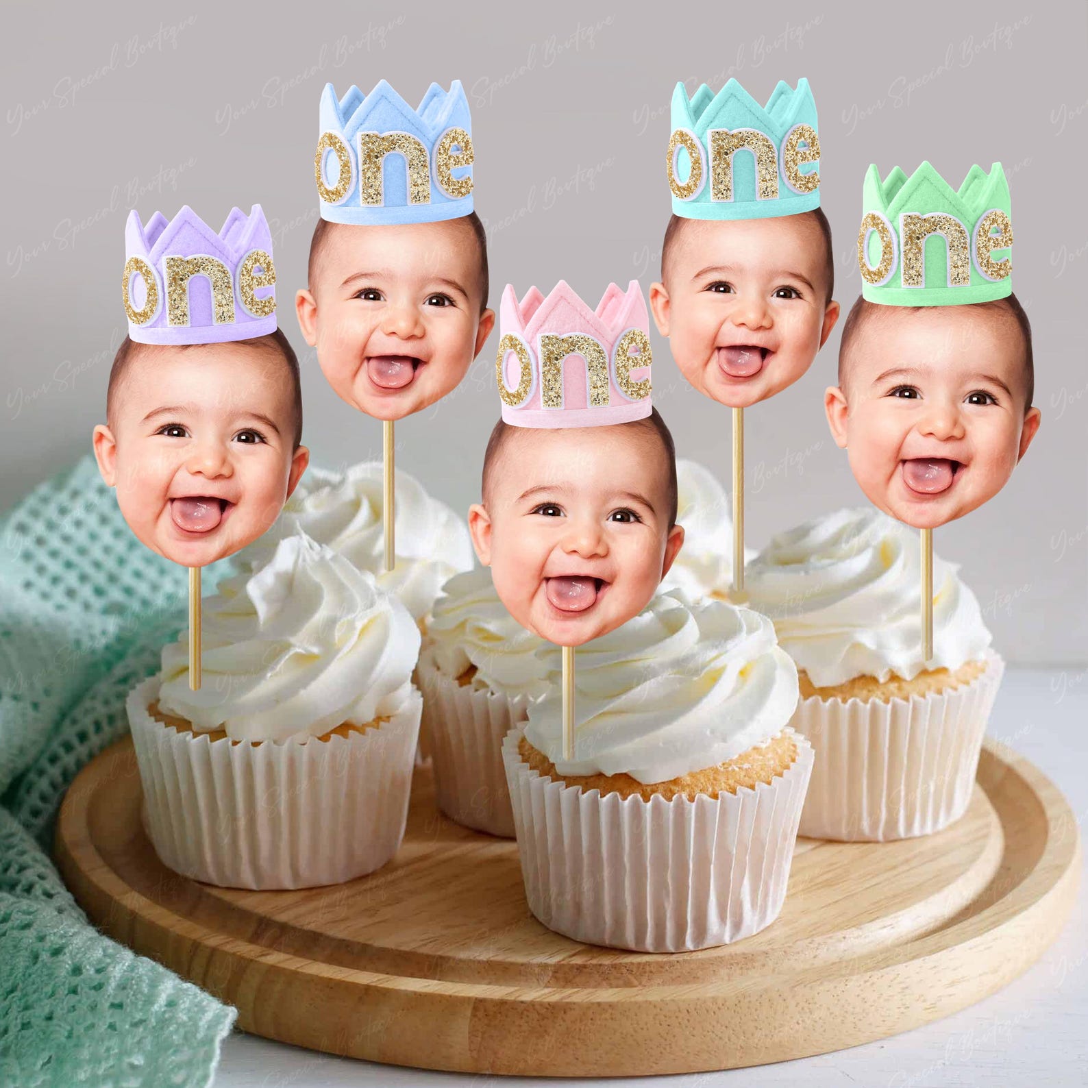 Cupcake Toppers Baby Face, Cupcake Photo ANY AGE, Birthday Decor ...