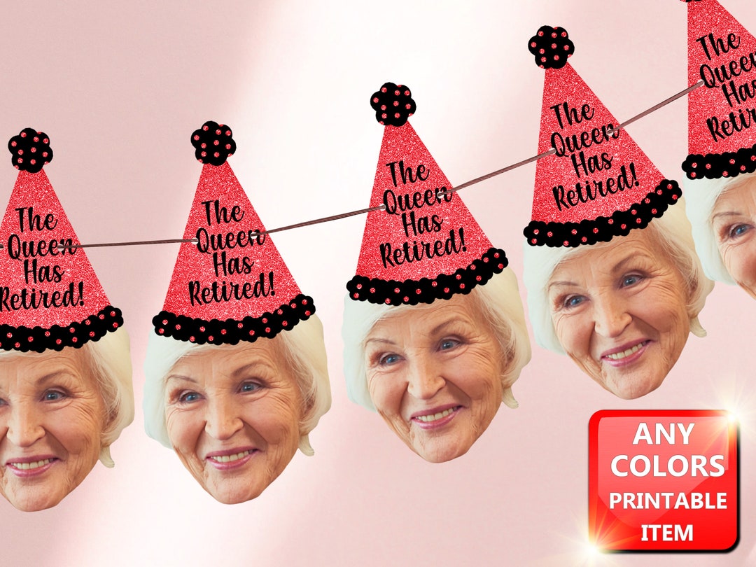 Retirement Banner With Face and Party Hat Backdrop, Officially Retired ...