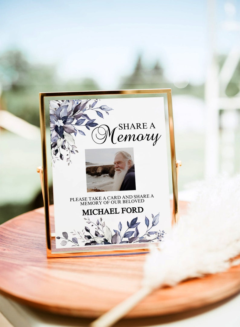 Memorial Share A Memory Sign & Card Printable Funeral Thank - Etsy