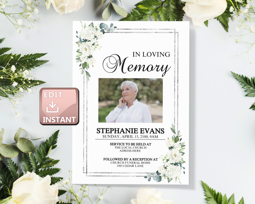 Funeral Invitation, Funeral Announcement Template, Funeral Announcement ...