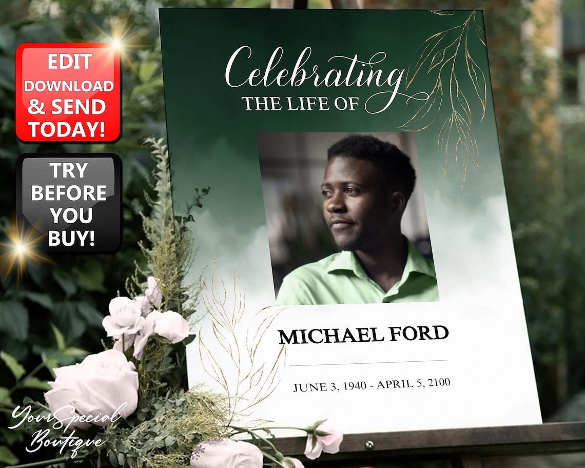 Memorial Sign Celebration of Life Funeral Sign Menfuneral - Etsy