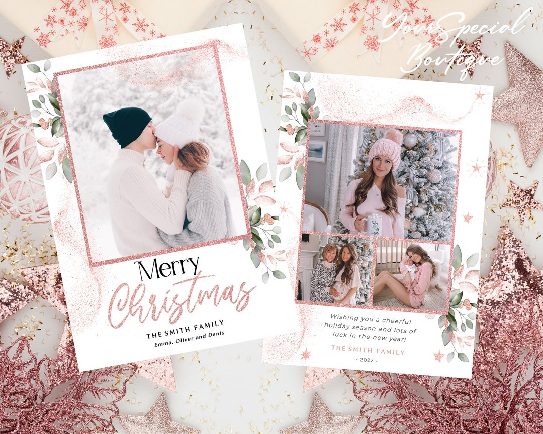 Christmas Photo Collage, Photo Christmas Card Collage Template Editable ...