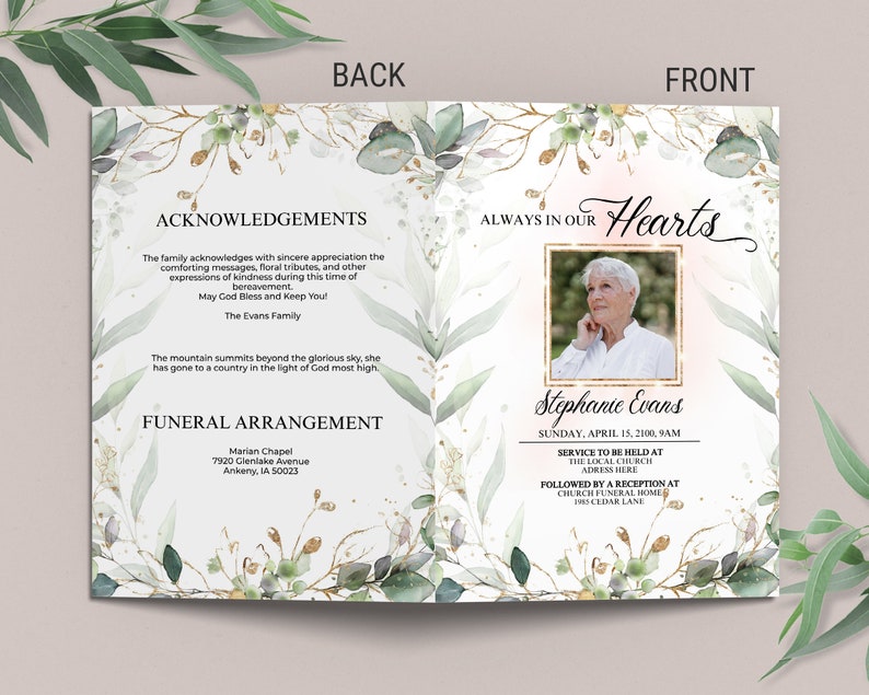 Funeral Program Template Funeral Program Template for Woman | Etsy
