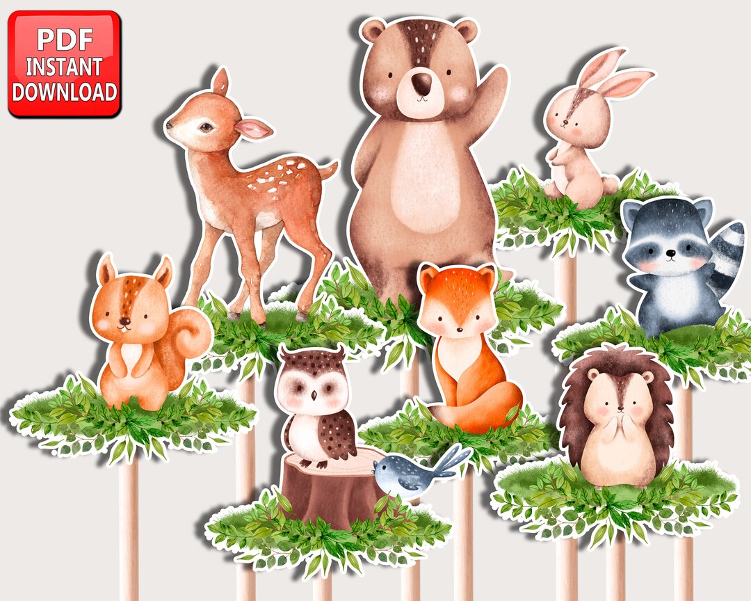 PRINTABLE Woodland Animals Centerpieces Woodland Baby Shower Cutouts ...