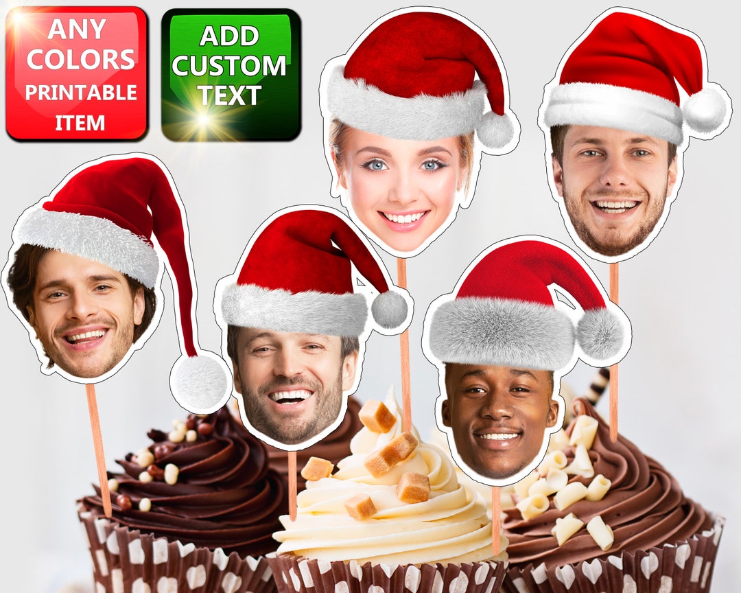 Santa Hat Photo Cupcake Toppers, Photo Cupcake Toppers Digital File ...