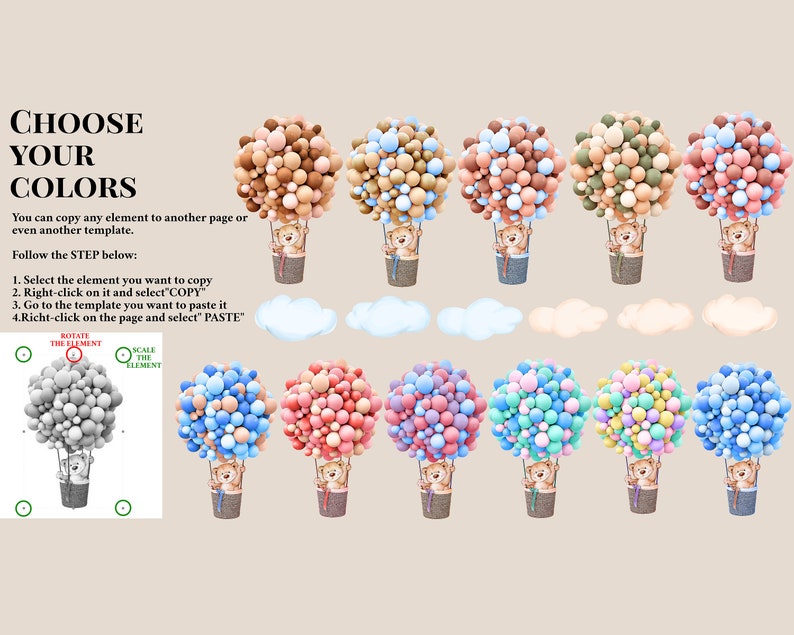 Baby Shower Sign Bear Balloon Table Numbers Editable Sign, Bear ...