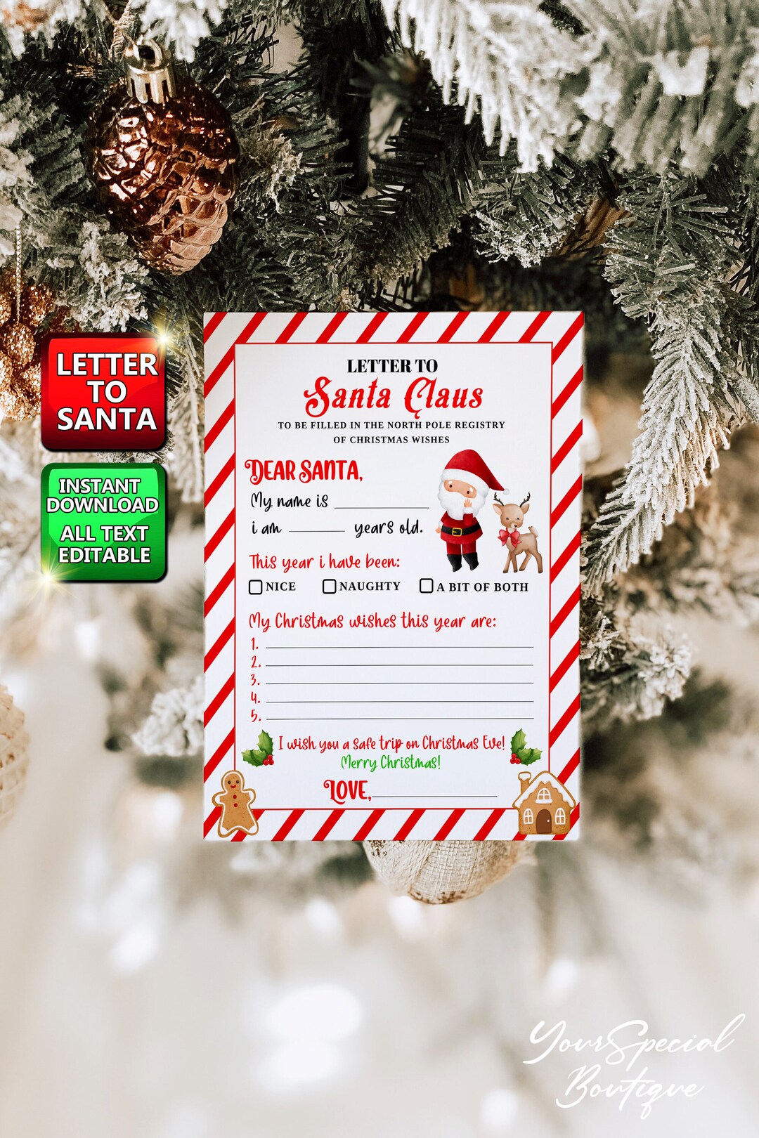 Letter to Santa PRINTABLE, Kids Letter to Santa, Santa Letter Christmas ...