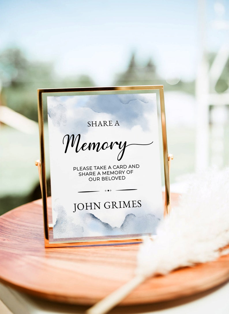 Share a Memory Sign & Cards, Photo Share A Memory Set Template ...