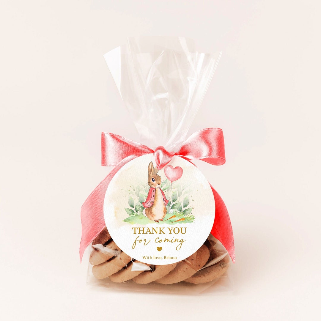 Printable Peter Rabbit Gift Tag, EDITABLE Thank You for Coming Favor ...