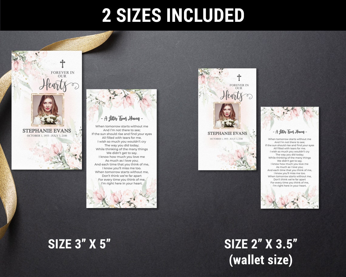 Memorial Prayer Cards Funeral Prayer Card Template Funeral - Etsy