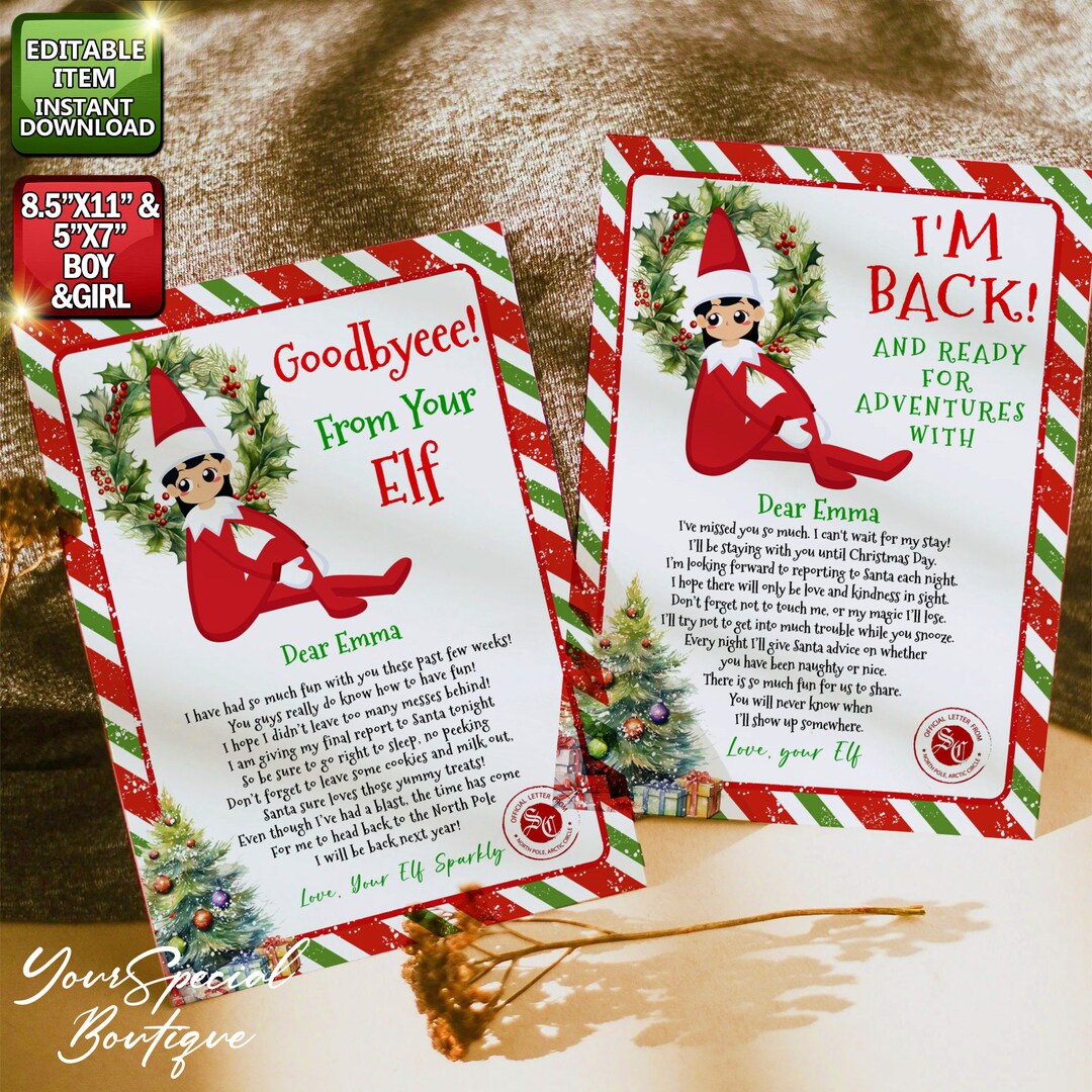 Elf Hello Letter, Greetings From Elf, Elf I'm Back ,elf Arrival ,elf ...