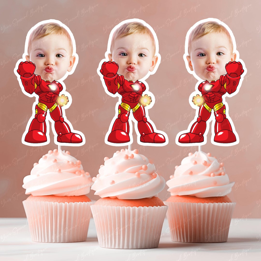 Iron Man Personalized Face Cupcake Toppers Inspired, Personalized ...