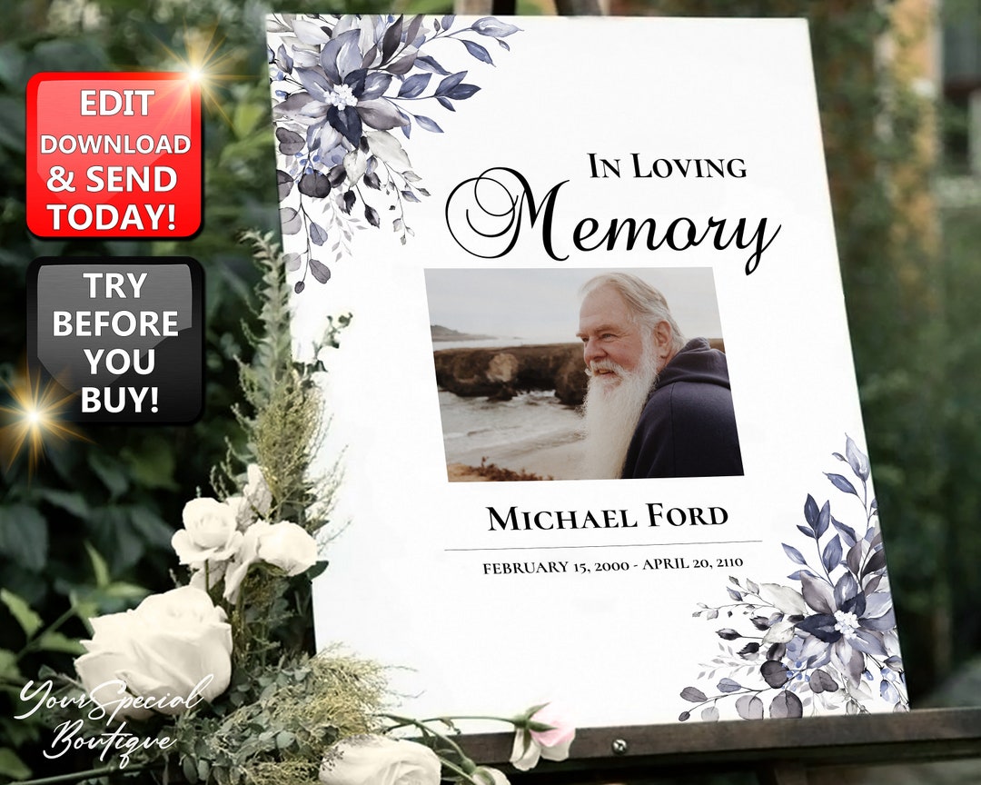 Memorial Welcome Sign, Funeral Welcome Sign Template, Funeral Welcome ...