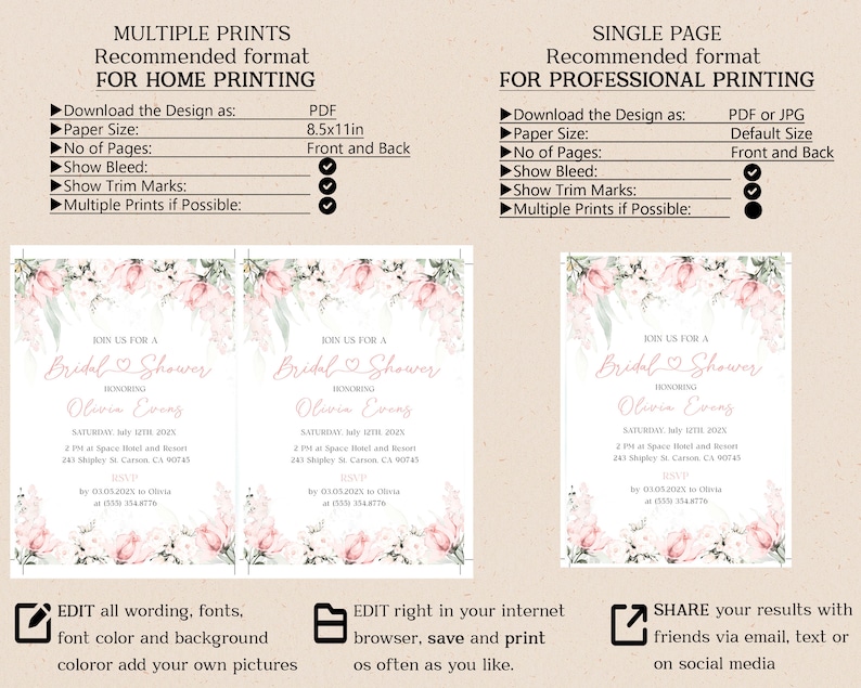 Bush Bridal Shower Invitation Modern Bridal Shower Invite - Etsy