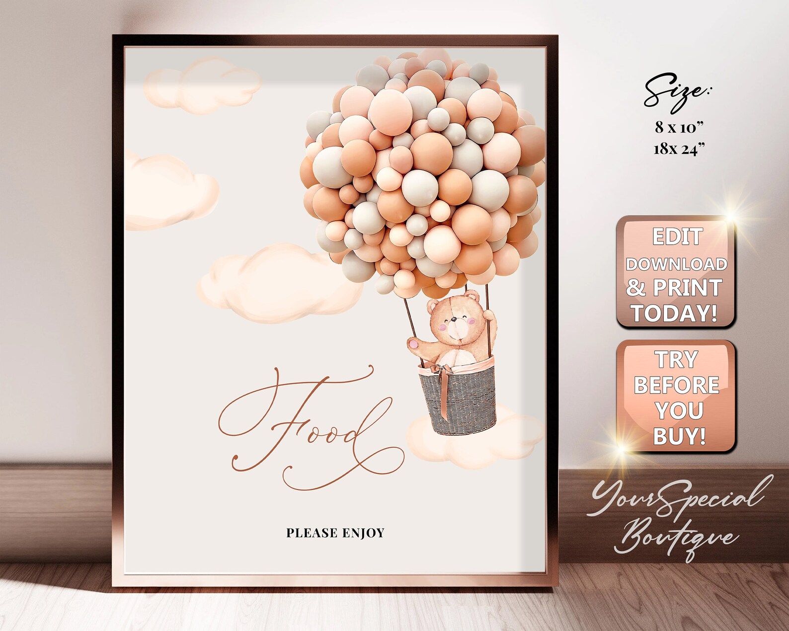 Baby Shower Sign Food, Taste the Baby Food Sign, Food Sign Printable ...