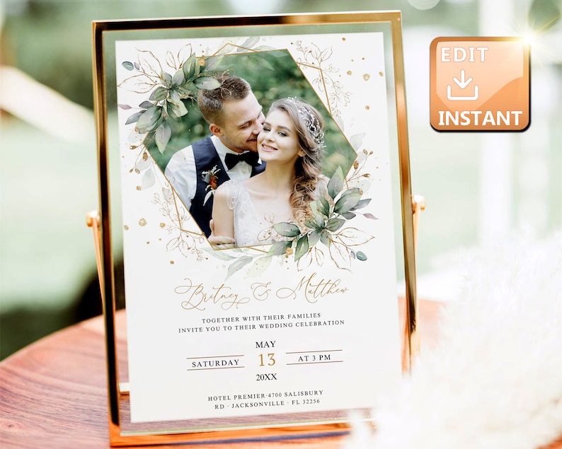 Wedding Invitation With Photo, Photo Wedding Invitation Template ...