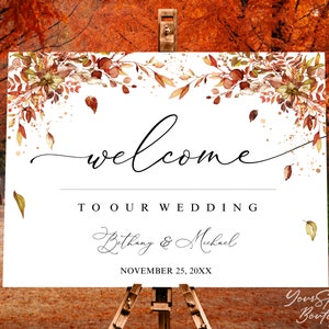 Fall Wedding Welcome Sign, Custom Fall Wedding Sign, Boho Fall Welcome ...