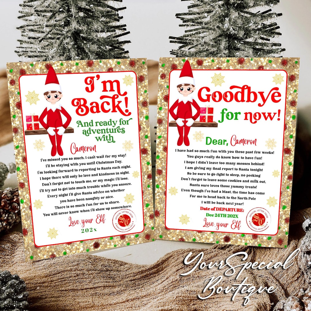 Editable Elf Arrival and Goodbye Letter Set, Christmas Elf Letter Combo ...