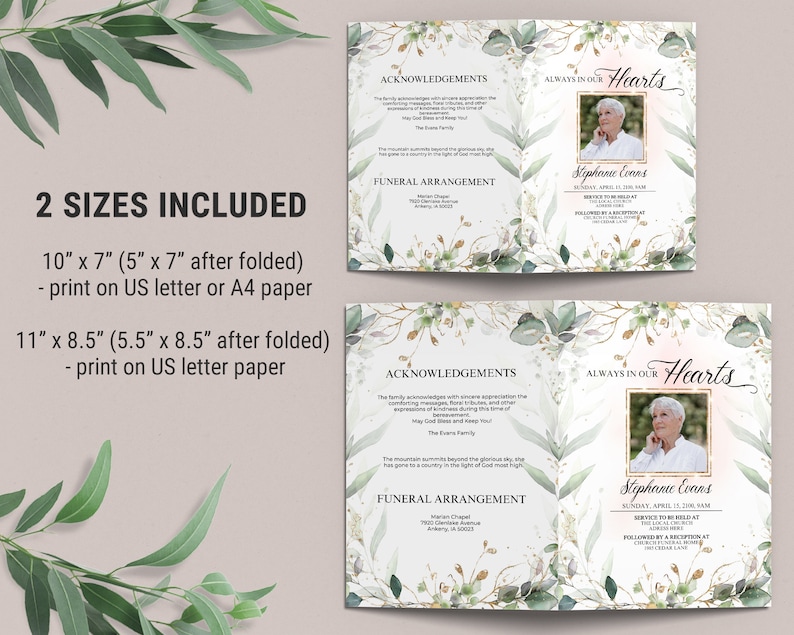 Funeral Program Template Funeral Program Template for Woman | Etsy