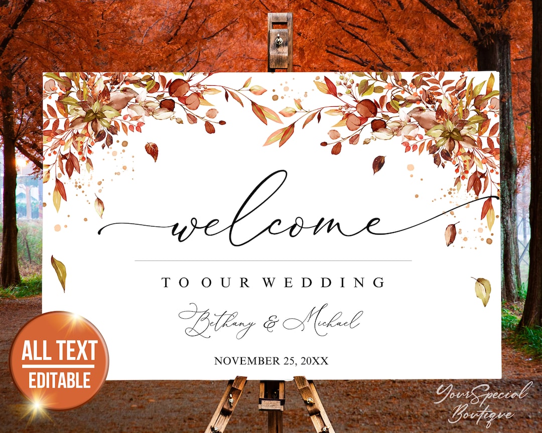 Fall Wedding Welcome Sign, Custom Fall Wedding Sign, Boho Fall Welcome ...