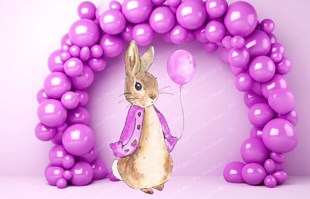 Peter Rabbit Big Decor Cutout, Magenta Balloon Bunny Birthday, Rustic ...