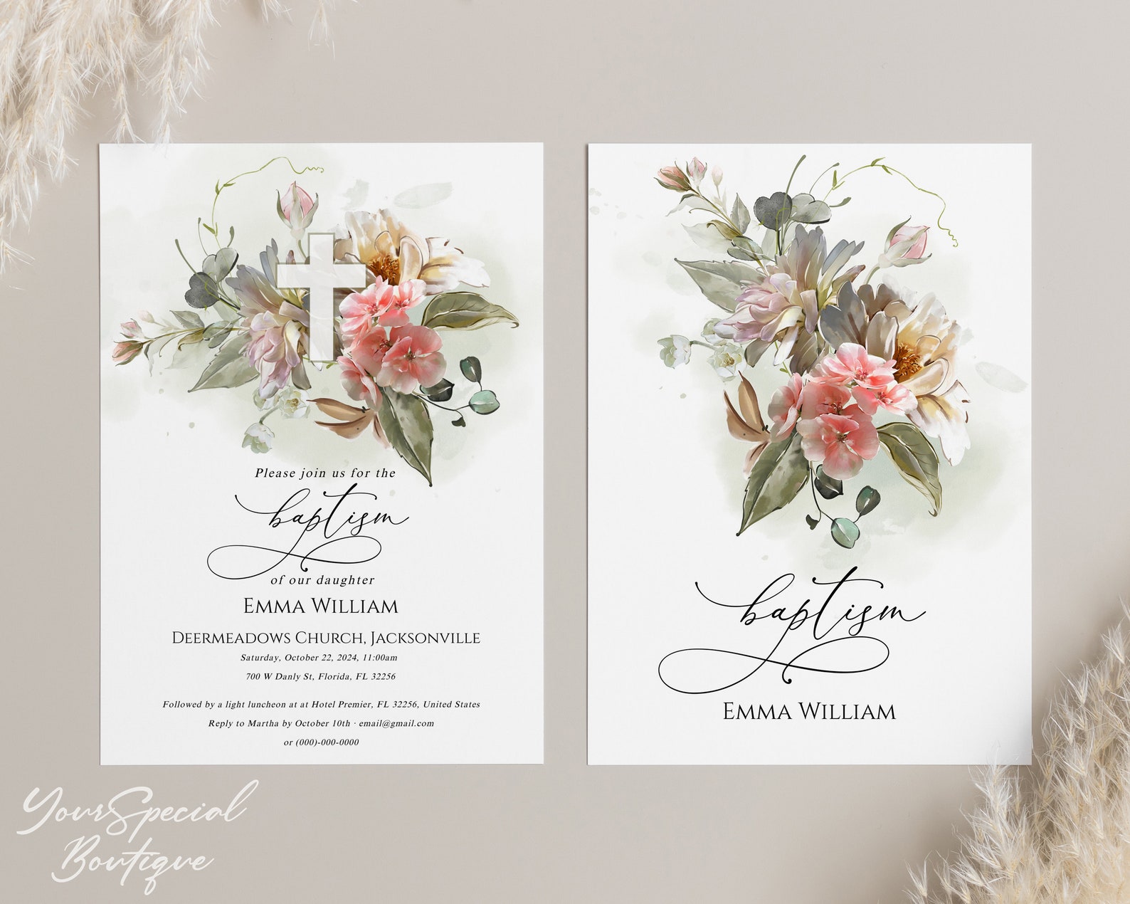 Fall Baptism Invitation Printable Digital INVITE Baptism - Etsy