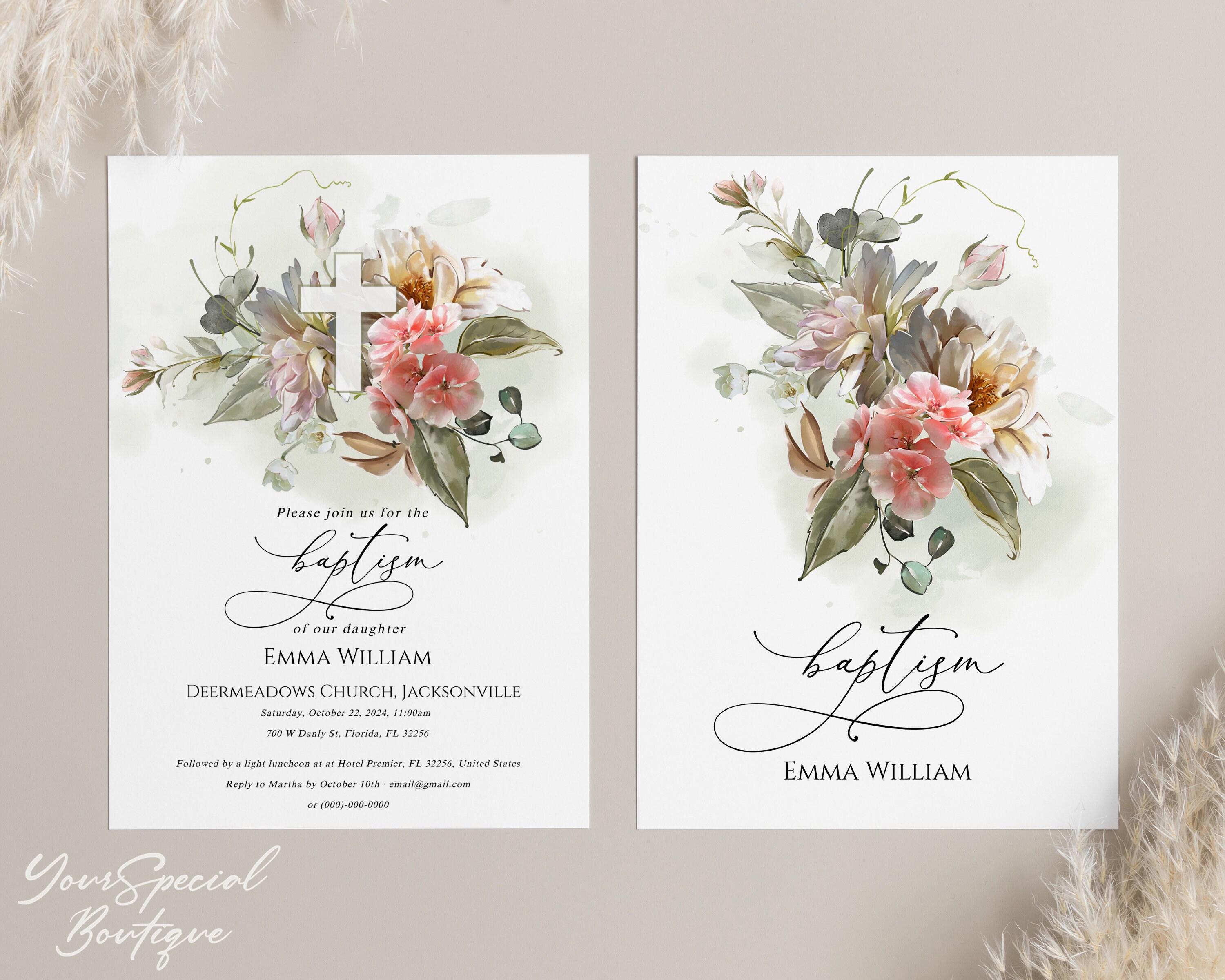 Fall Baptism Invitation Printable Digital INVITE Baptism - Etsy