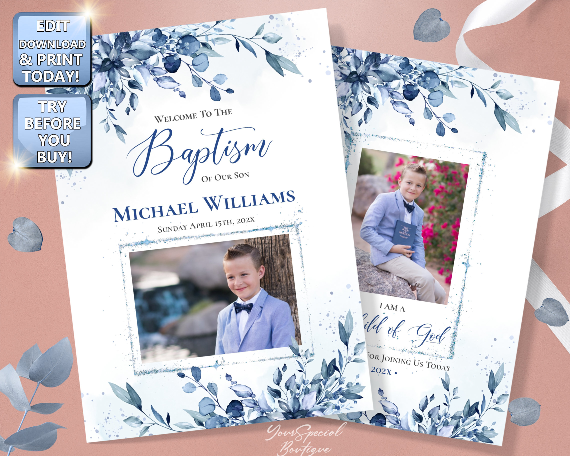 Baptism Program LDS Boy, LDS Baptism Program, Baptism Program Template ...