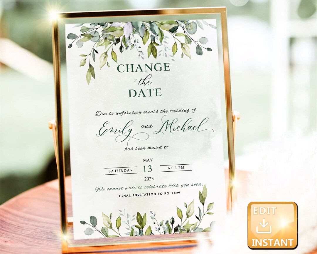 Change the Date Template, Change the Date Wedding Invitation, Change ...