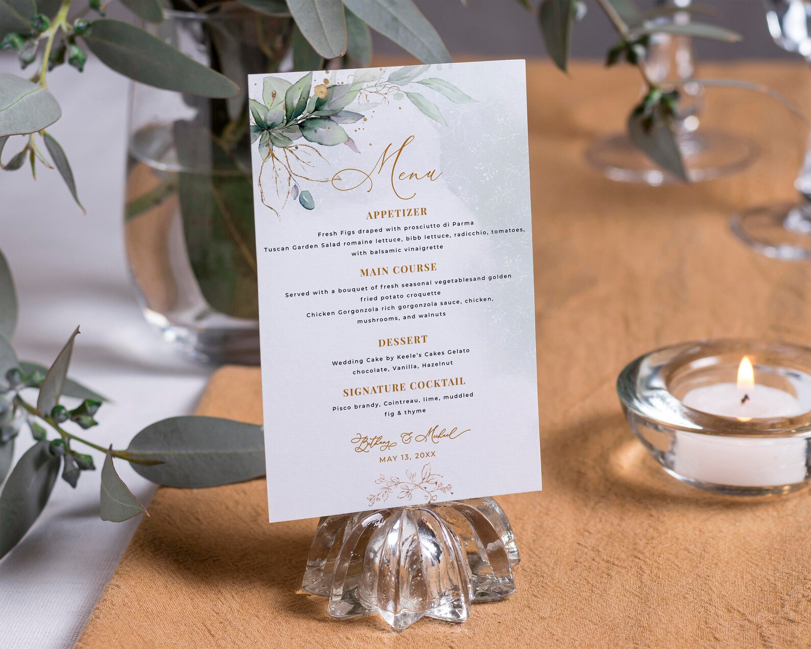 Green Wedding Menu Modern Menu Cards Minimalist Menu - Etsy