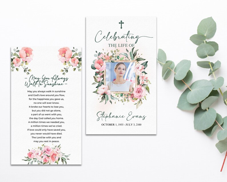 Funeral Prayer Cards Editable Memorial Prayer Cards Template - Etsy