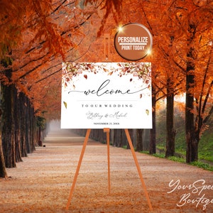 Fall Wedding Welcome Sign, Custom Fall Wedding Sign, Boho Fall Welcome ...