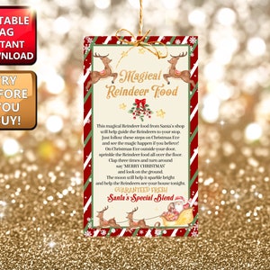 Magic Reindeer Food Tags Printable, Party Favors Kids Christmas Hang ...
