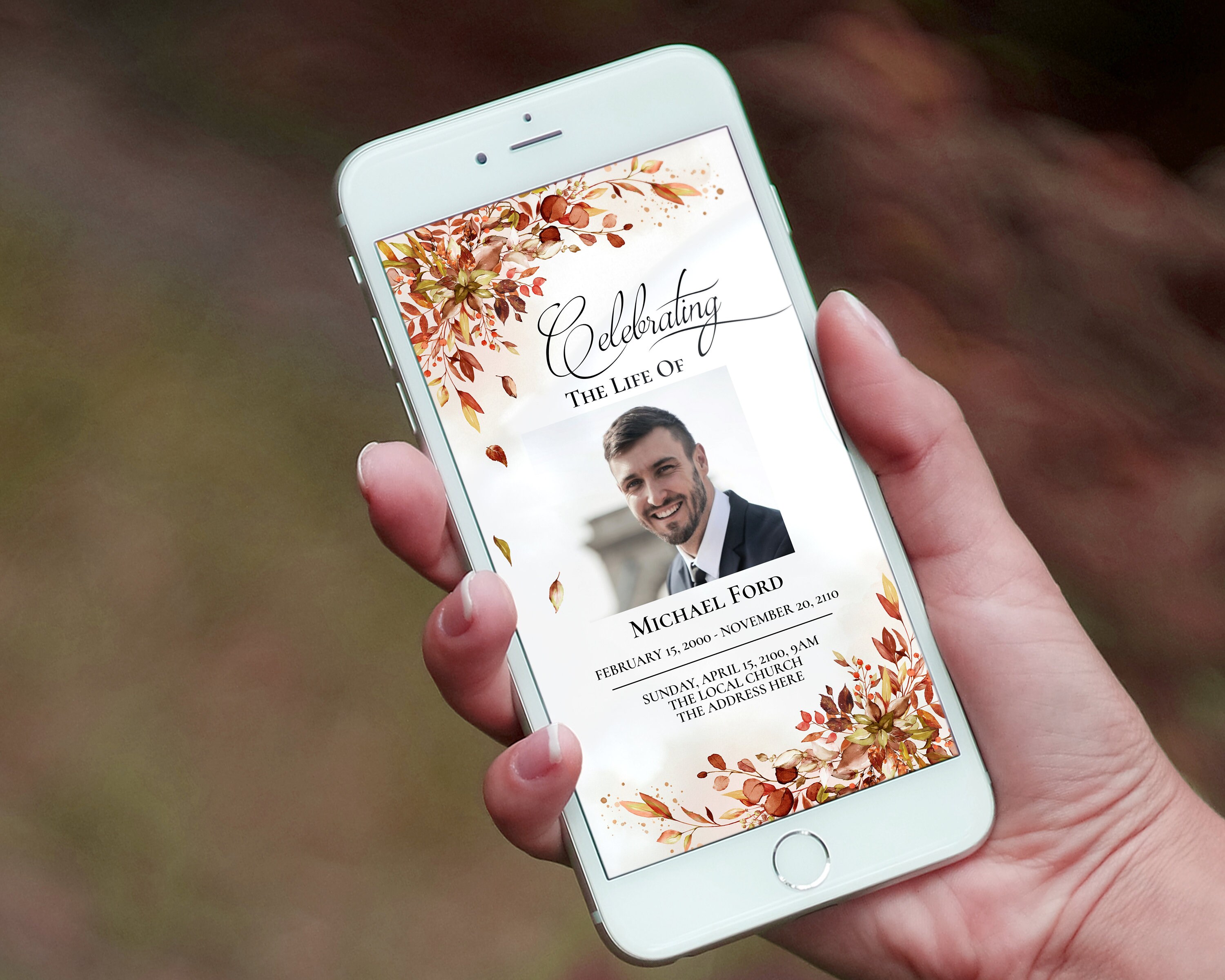 Digital Photo Funeral Invitation E-invite Fall Funeral Photo - Etsy